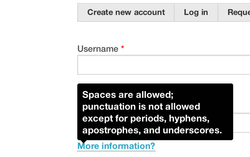 Allow customising tooltip behaviour for form element descriptions [#2046133] | Drupal.org